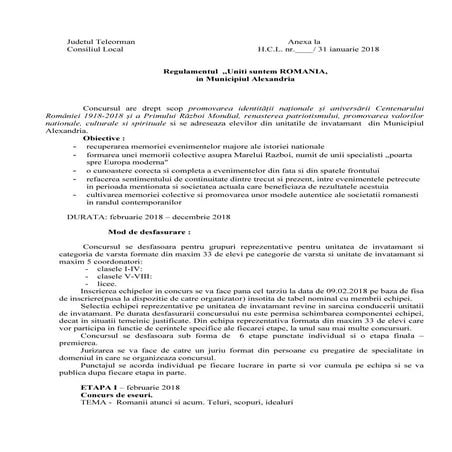 Anexa regulament-concurs-centenar | PDF