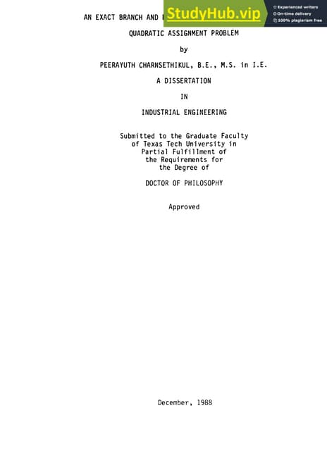 A Parallel Depth First Search Branch And Bound Algorithm For The Quadratic Assignment Problem Pdf