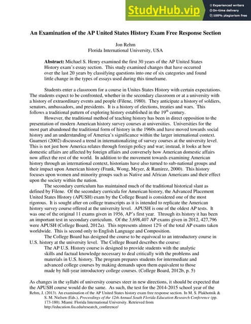 Alan Cate: About the Advanced Placement U.S. History Course | PPT