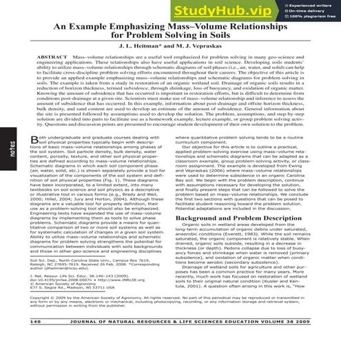 An Example Emphasizing Mass Volume Relationships For Problem Solving In ...