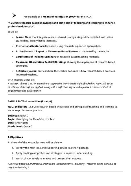 Annotation template for COT Proficient teacher.doc | Educational ...