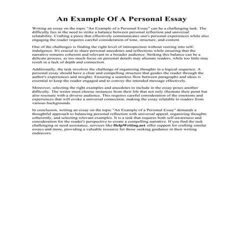 An Example Of A Personal Essay | PDF