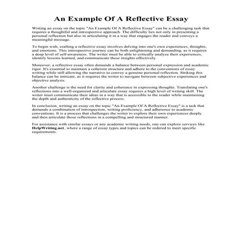 An Example Of A Reflective Essay | PDF