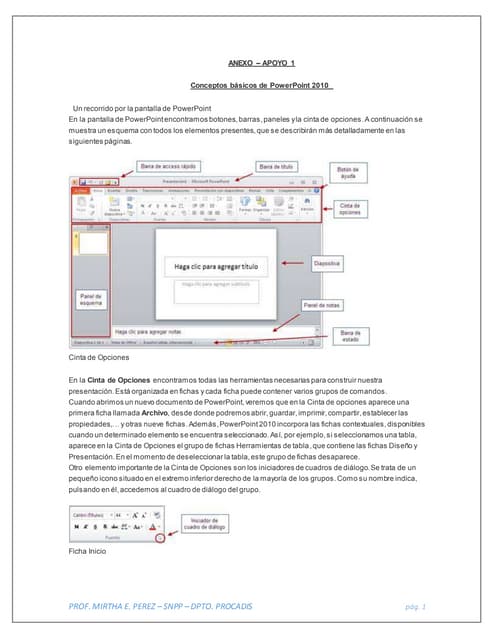 Elementos de la interfaz de power point | PPT