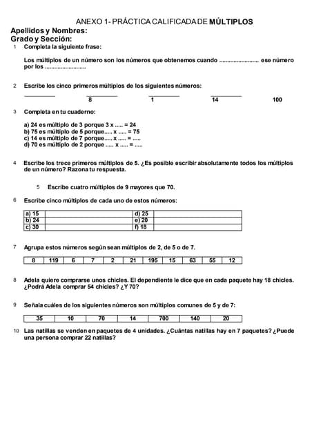 Actividades Tema 4 MúLtiplos Y Divisores | PDF