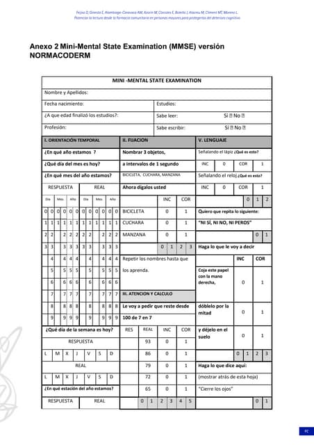 Minimental test | PDF