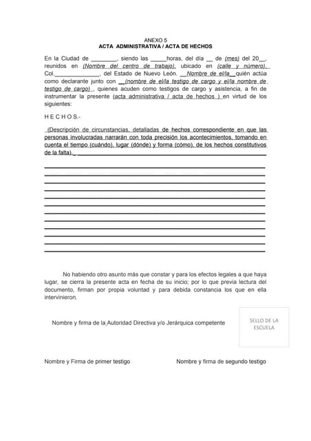 Modelos de actas para docentes | PDF