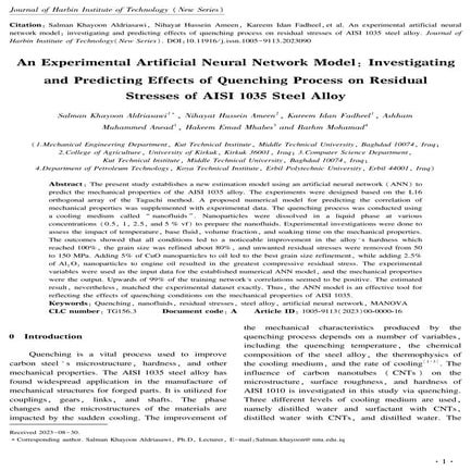 An Experimental Artificial Neural Network Model: Investigating and Predicting Effects of ...