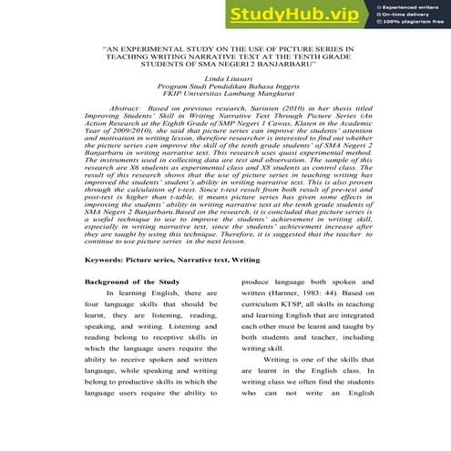 An Experimental Study On The Use Of Picture Series In Teaching Writing | PDF | Homework and ...