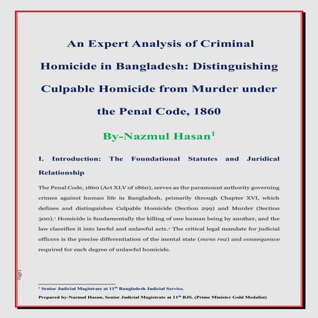 An Expert Analysis of Criminal Homicide in Bangladesh Distinguishing ...