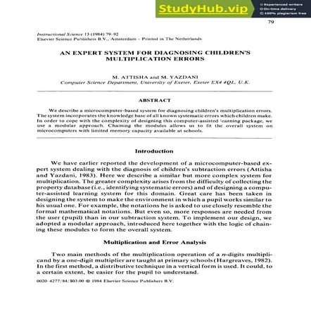 An expert system for diagnosing children s multiplication errors.pdf