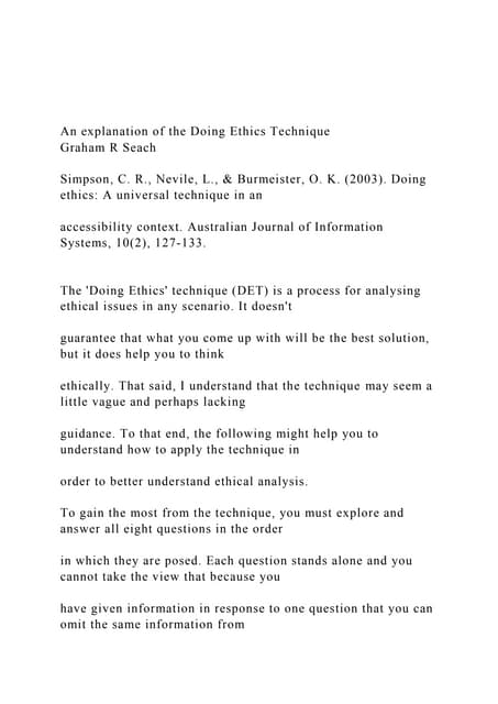 Ethical Problem-Solving Techniques | DOCX