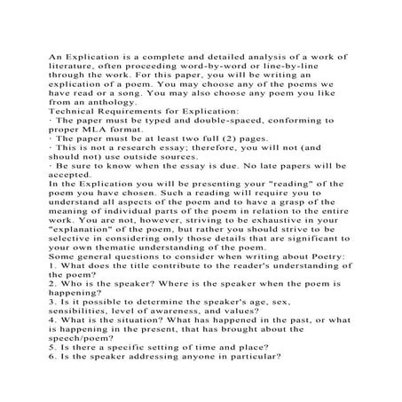 An Explication is a complete and detailed analysis of a work of li.docx