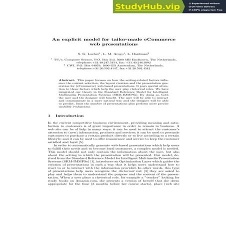 An Explicit Model For Tailor-Made Ecommerce Web Presentations | PDF