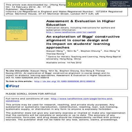 An Exploration Of Biggs Constructive Alignment In Course Design And Its ...