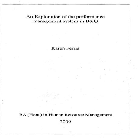 An exploration of the pms at b&q | PDF | Human Resources | Business