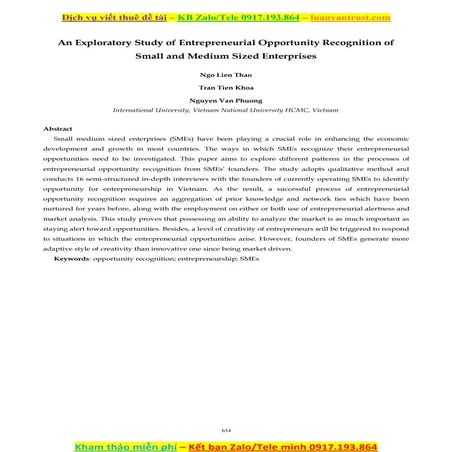 An Exploratory Study of Entrepreneurial Opportunity Recognition of ...