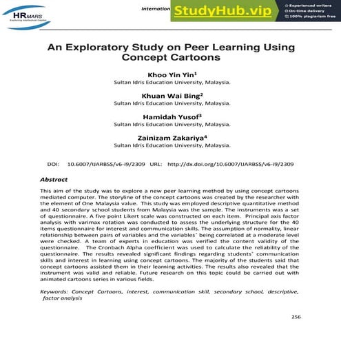 An Exploratory Study On Peer Learning Using Concept Cartoons | PDF
