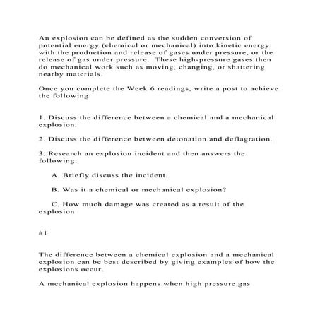 An explosion can be defined as the sudden conversion of potential en.docx