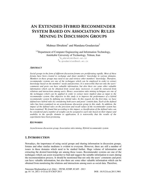 An Extended Hybrid Recommender System Based On Association Rules Mining