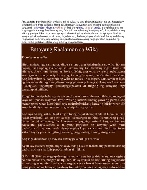 Katangian ng wika | PPTX