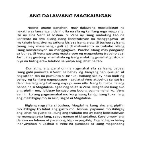 Ang Dalawang Magkaibigan | DOCX