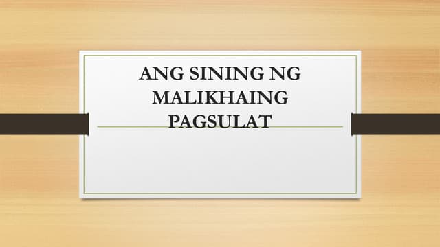 Malikhaing pagsulat | PPTX