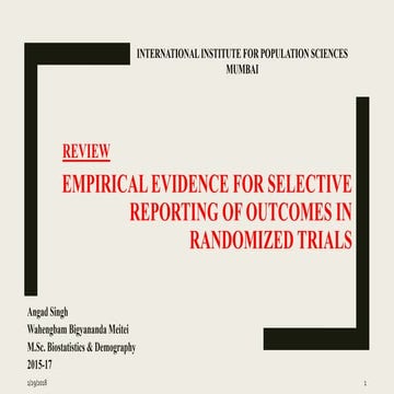 Empirical Evidence for Selective Reporting of Outcomes in Randomized ...