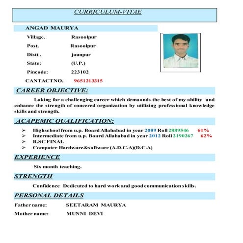 Angad maurya resume | DOCX