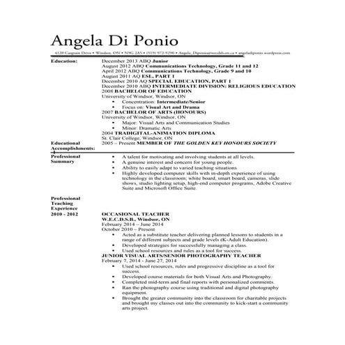 Angela di ponio resume2015 | DOC