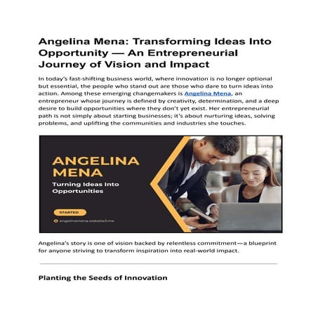 Angelina Mena: A Visionary Entrepreneur Turning Ideas Into Impact | PDF