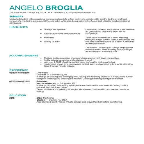 Angelo broglia resume 1 (1) | PDF