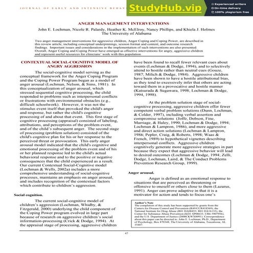 Anger Management Interventions | PDF