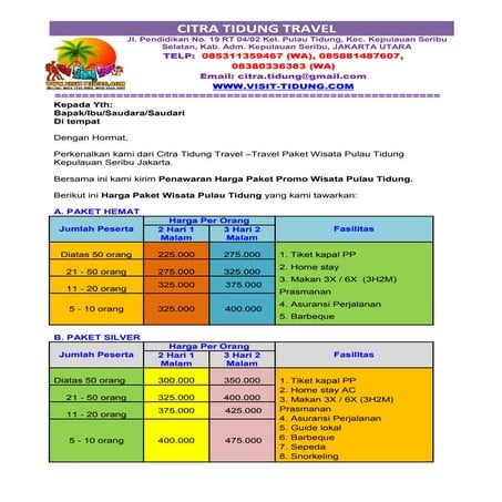 Anggaran Biaya Kegiatan Outing Kantor | PDF