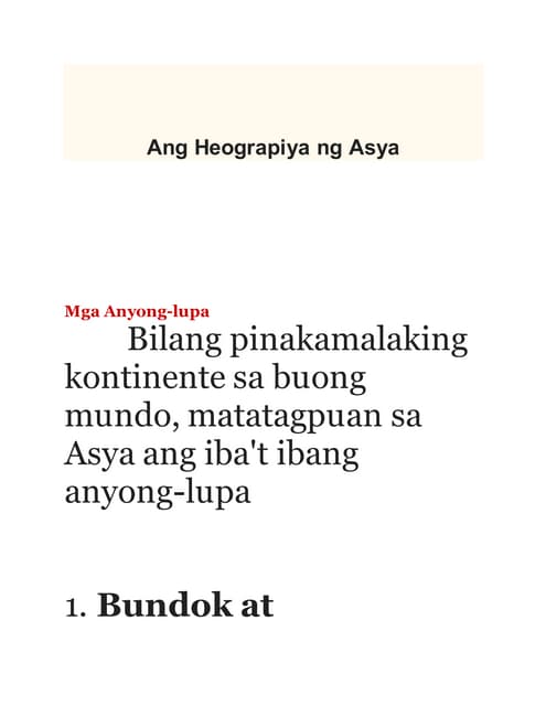 AP 7 Lesson no. 1: Heograpiya ng Asya | DOCX