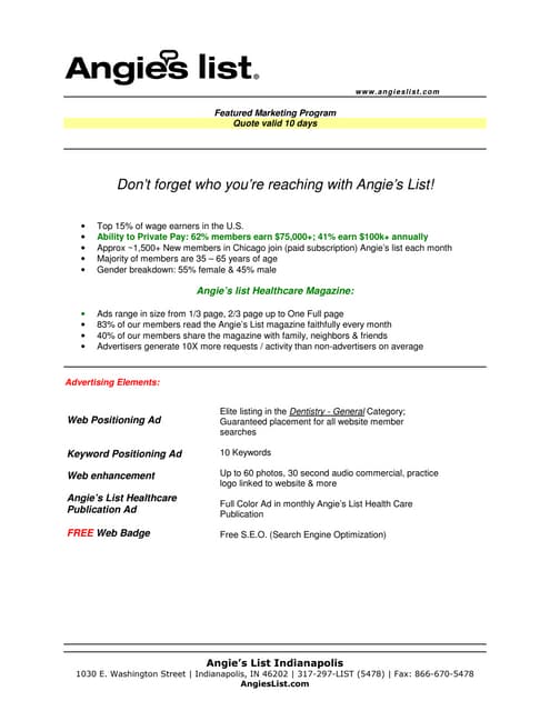 Competitor pricing angie's list | PDF