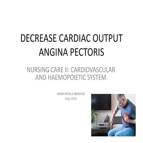 Angina Pectoris Decrease Cardiac Outputpptx 4321