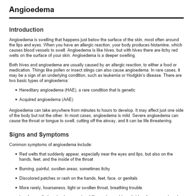 Angioedema | PDF