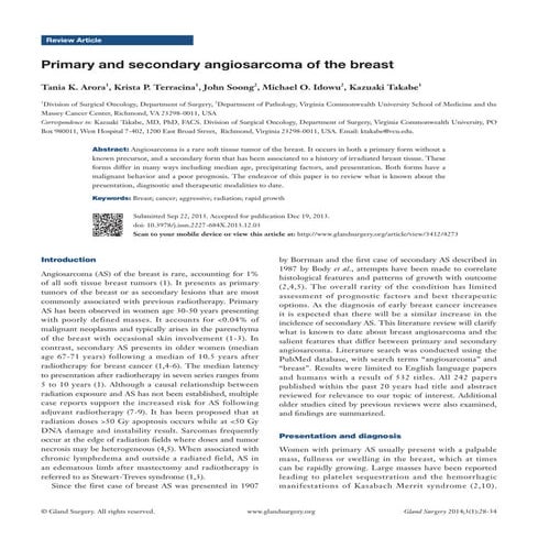 Angiosarcoma Review | PDF