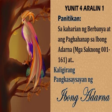Ang Kaligirang Pangkasaysayan ng Ibong Adarna at Buod ng Aralin Sa ...
