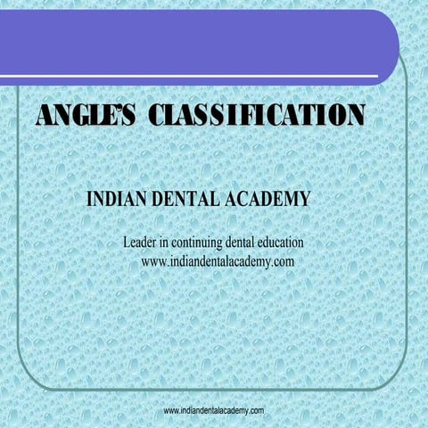 Angle's Classification Of Malocclusion