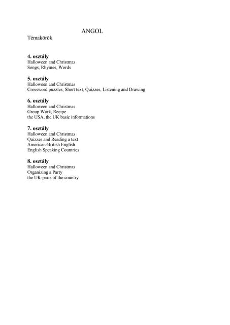 Digitális óravázlat angol órára | DOCX