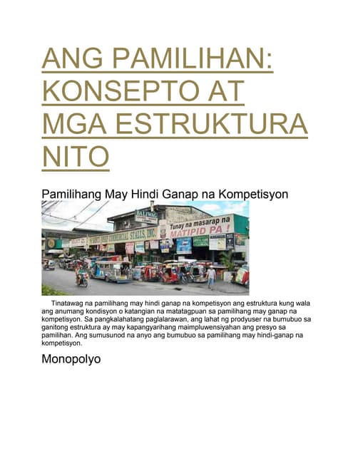 Mga estruktura ng pamilihan | PPTX
