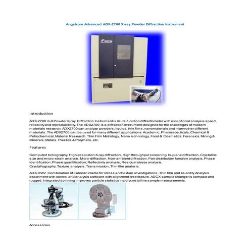 Angstrom advanced adx 2700 x-ray powder diffraction instrument | DOCX ...