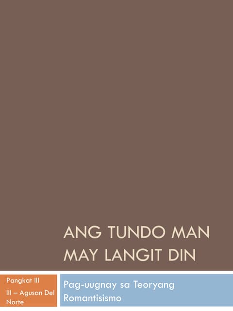 Pagsusuri sa Nobela: "Ang Tundo Man May Langit Din" (Kabanata 8) ni Andres Cristobal Cruz | PDF