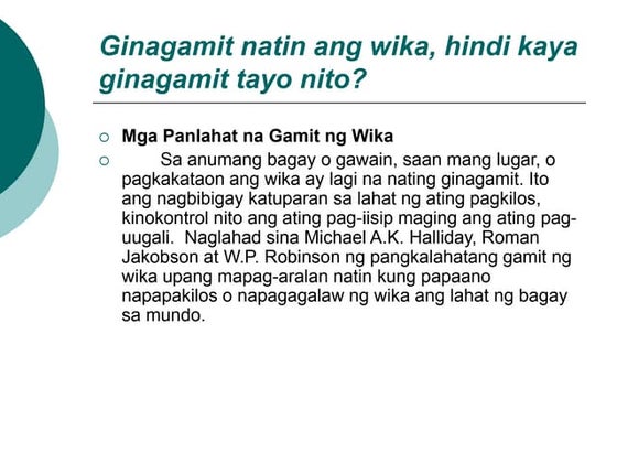 Banghay Aralain sa Filipino: Conative, informative, at labeling na ...