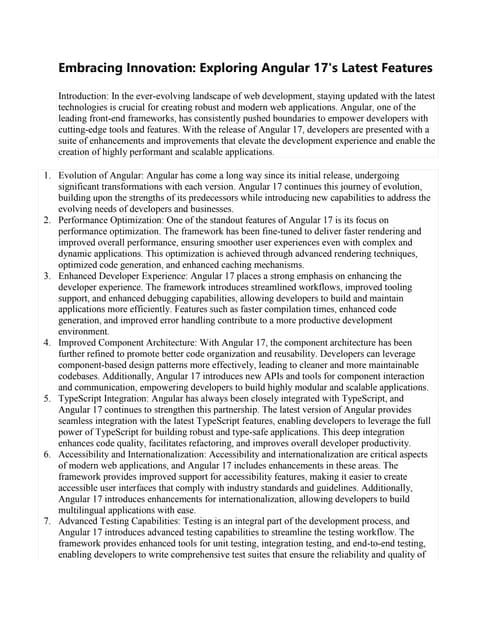 Exploring The Evolution of Angular: What’s new in Angular 17 | PPT