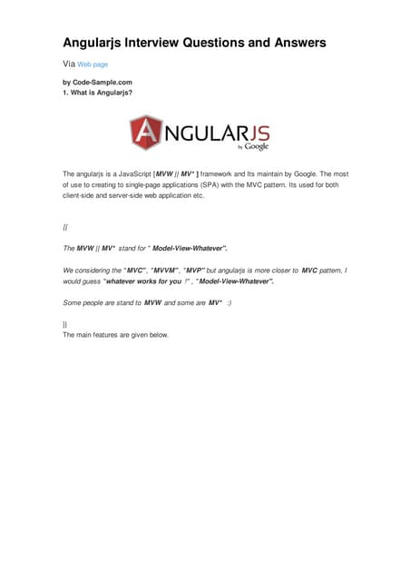 Angularjs Interview Questions And Answers Pdf
