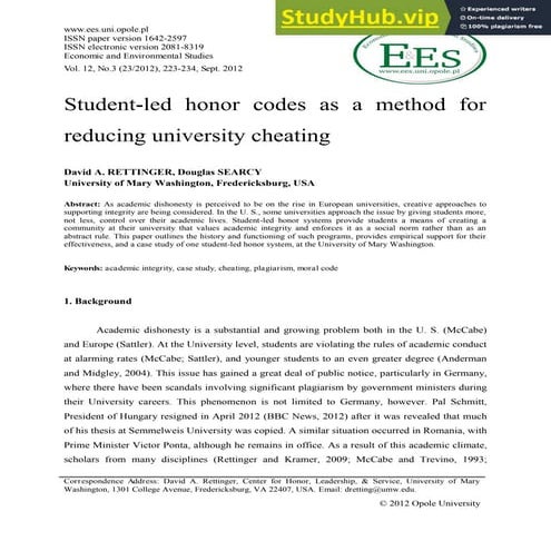 An Honor Code Case Study | PDF