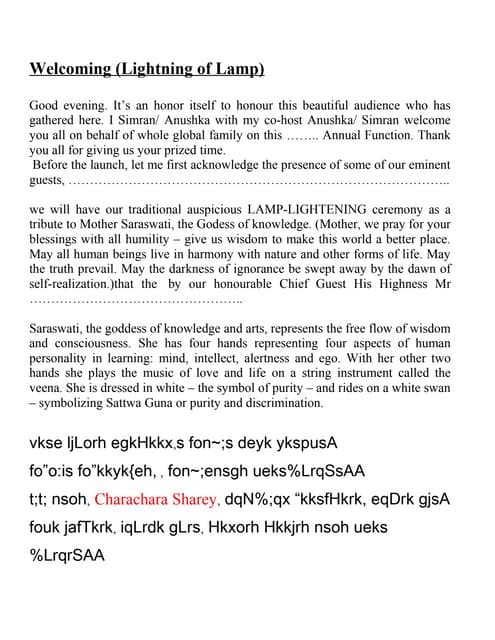 Freshers day anchoring script | PDF